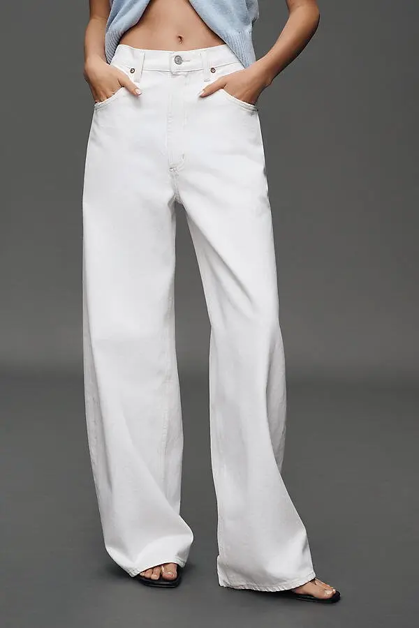 AGOLDE Low Curve High-rise Tapered Jeans - Milkshake