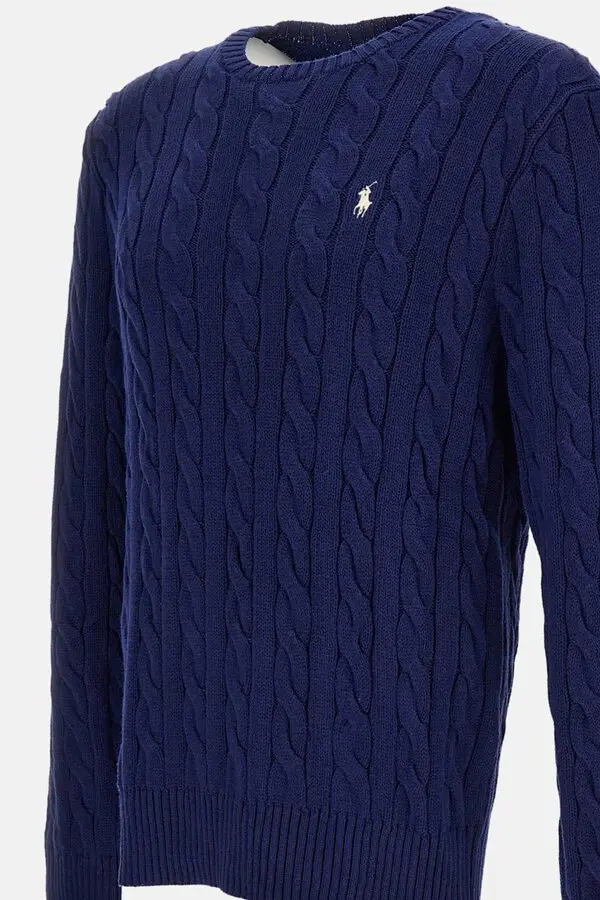Polo Ralph Lauren Cable-knit Cotton Crewneck Sweater - Blue