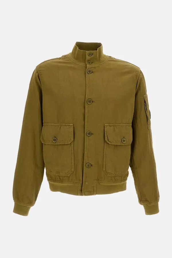 C.P. COMPANY Linen-blend Bomber Jacket - Green