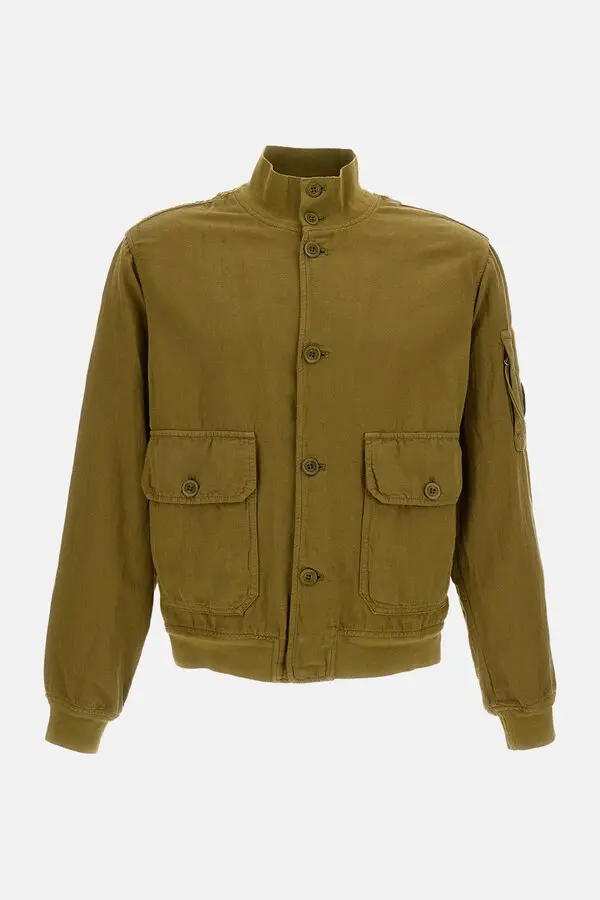 C.P. COMPANY Linen-blend Bomber Jacket - Green