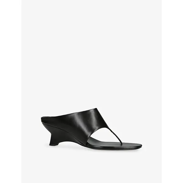 Khaite Marlow 55 Leather Heeled Mules - Black