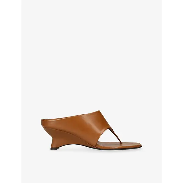 Khaite Marlow 55 Leather Heeled Mules - Mid Brown