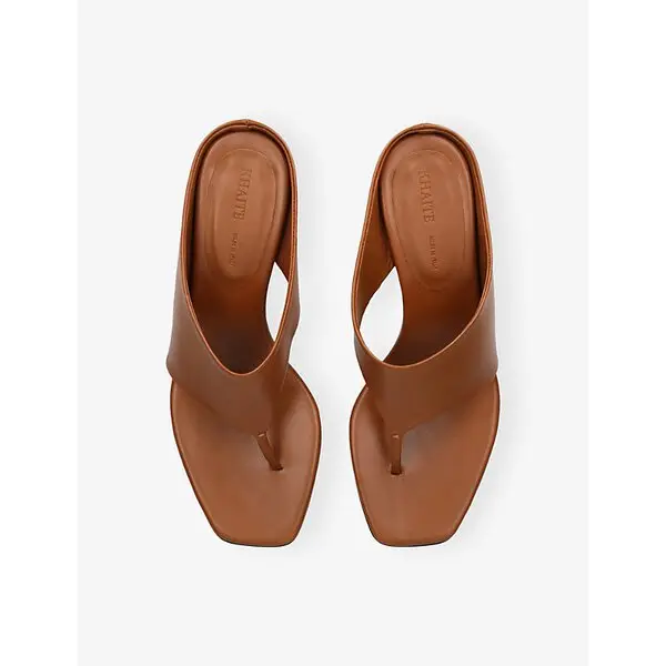 Khaite Marlow 55 Leather Heeled Mules - Mid Brown