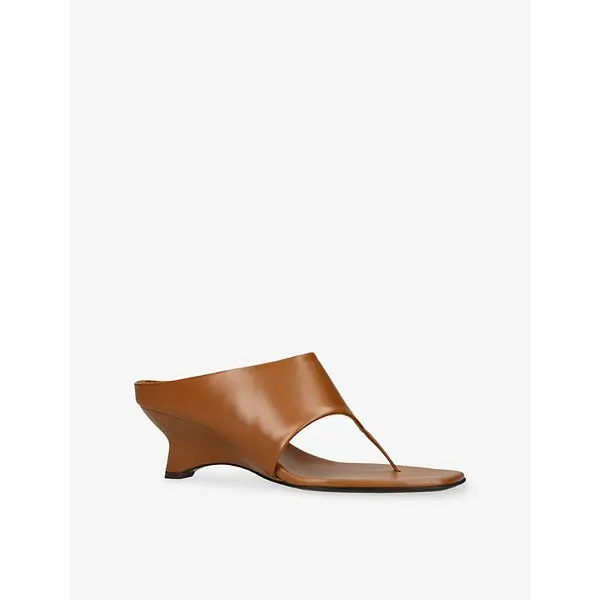 Khaite Marlow 55 Leather Heeled Mules - Mid Brown