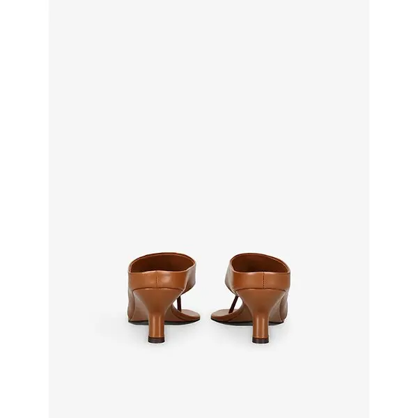 Khaite Marlow 55 Leather Heeled Mules - Mid Brown