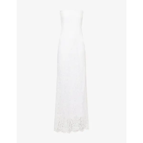 HYPHEN Bandeau Sheer Lace Maxi Dress - Ivory