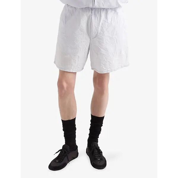 Prada Mid-rise Chambray Cotton Bermuda Shorts - Light Blue