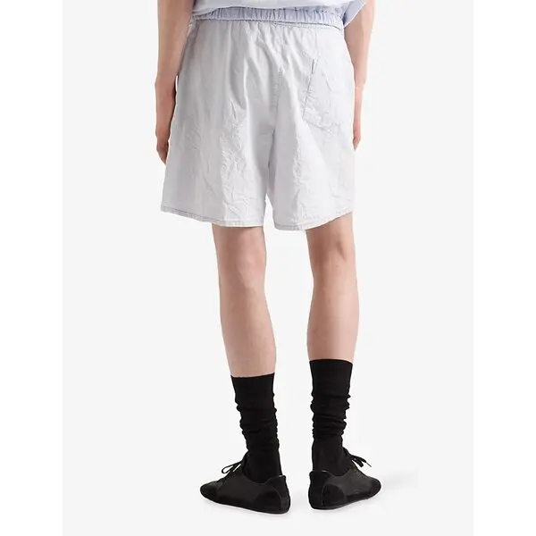 Prada Mid-rise Chambray Cotton Bermuda Shorts - Light Blue