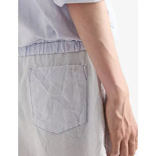 Prada Mid-rise Chambray Cotton Bermuda Shorts - Light Blue