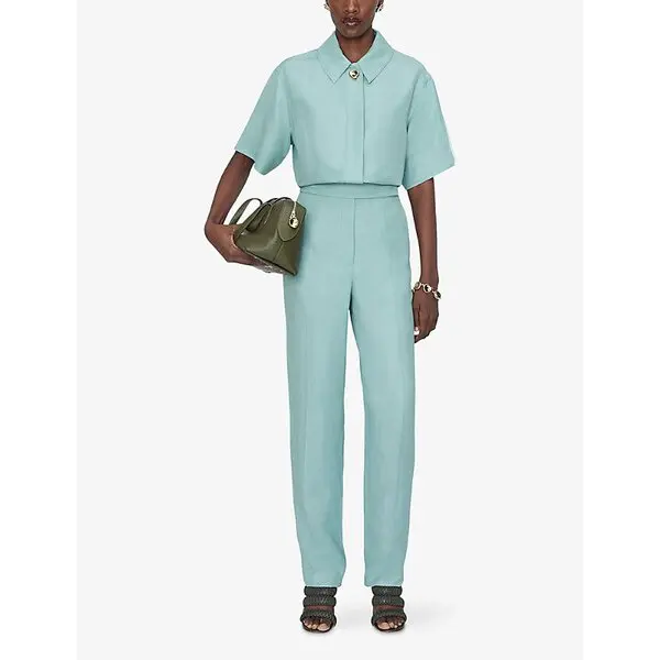 JOSEPH Barrel-leg High-rise Linen-blend Trousers