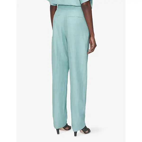 JOSEPH Barrel-leg High-rise Linen-blend Trousers