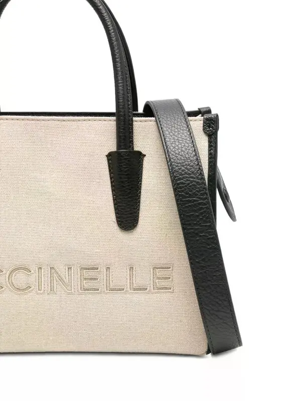 COCCINELLE Leather-trim Tote Bag With Embroidered Logo