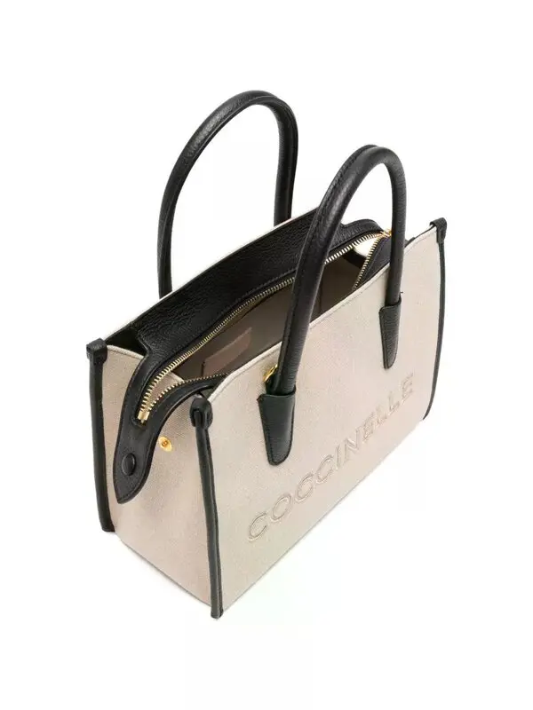 COCCINELLE Leather-trim Tote Bag With Embroidered Logo