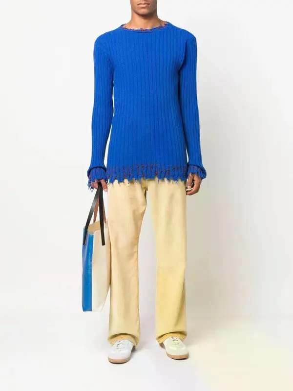 Marni Ribbed Frayed-hem Jumper