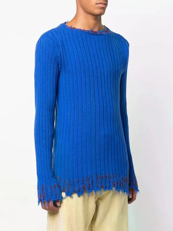 Marni Ribbed Frayed-hem Jumper