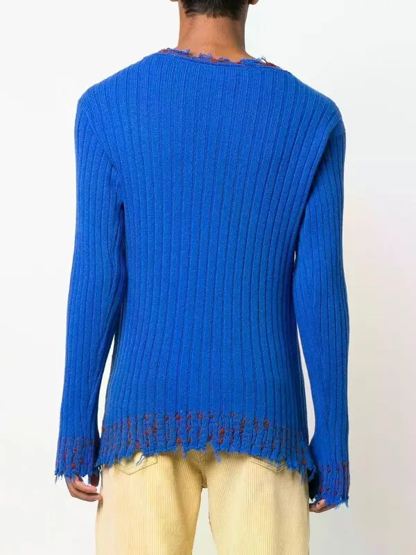 Marni Ribbed Frayed-hem Jumper