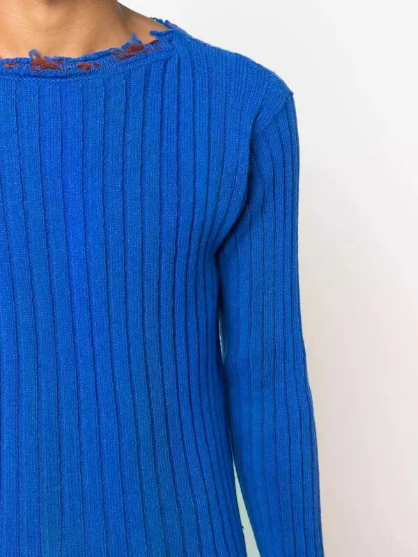 Marni Ribbed Frayed-hem Jumper
