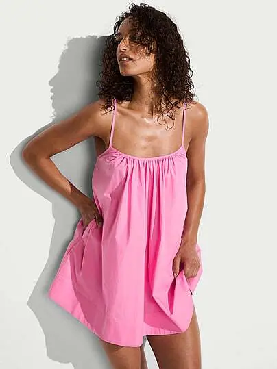 Victoria's Secret Poplin Trapeze Mini Dress - Pink