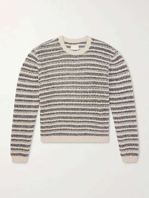 Aimé Leon Dore Striped Open-knit Cotton-blend Sweater