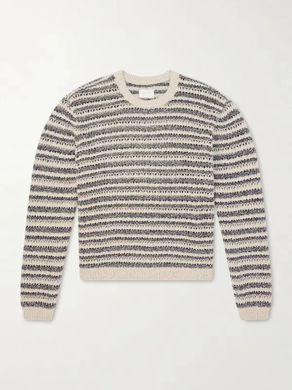 Aimé Leon Dore Striped Open-knit Cotton-blend Sweater - Multi