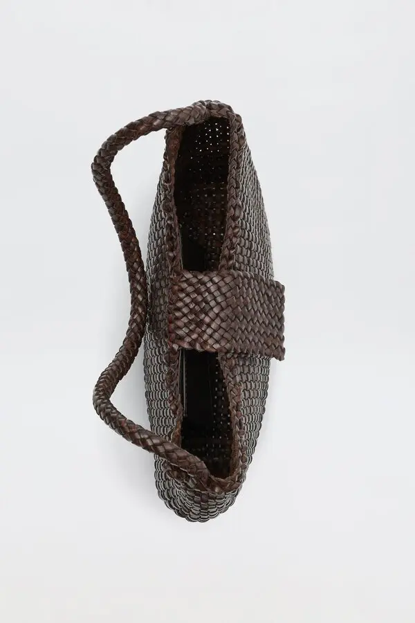 Rixo Saoirse Woven Leather Baguette Bag - Brown