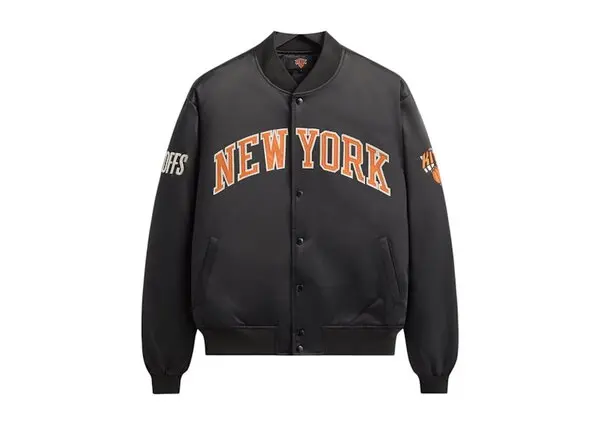 Kith X New York Knicks Playoffs Satin Bomber Jacket - Black