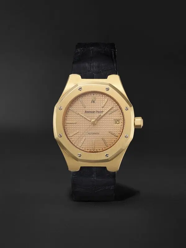 STEPHANIE WINDSOR Audemars Piguet Vintage 1990s Royal Oak Automatic 36mm 18-karat Yellow And Leather Watch - Gold