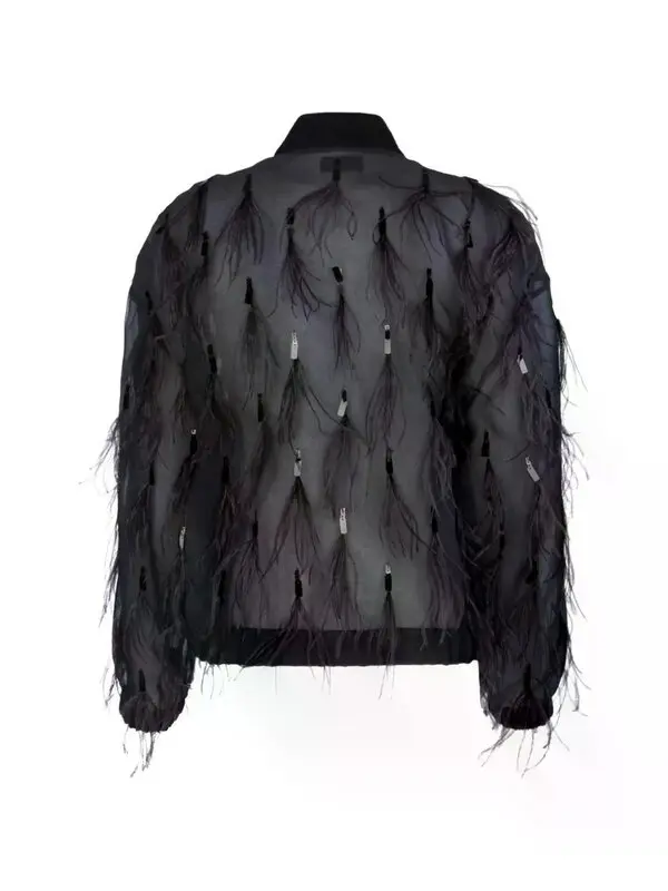 Brunello Cucinelli Feather-embellished Sheer Bomber Jacket