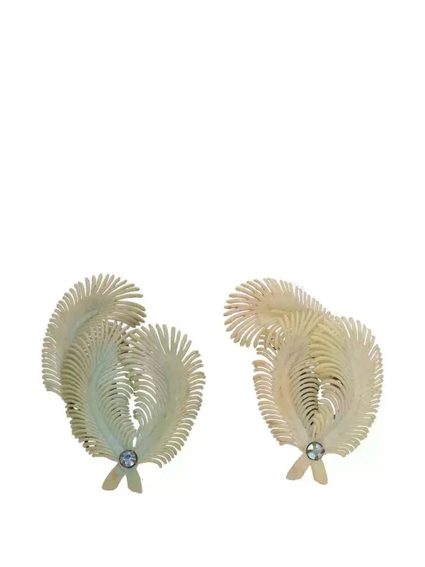 Vintage Feather-shape Clip-on Earrings - Neutrals