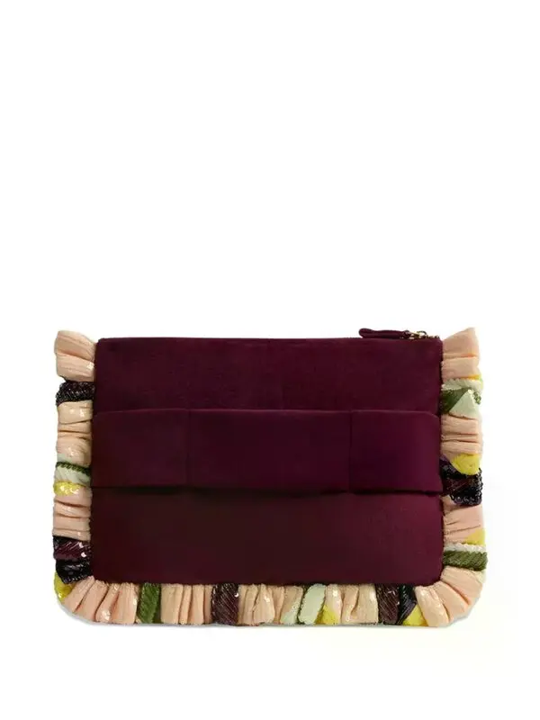 La DoubleJ Sequinned Ruffled Clutch - Pink