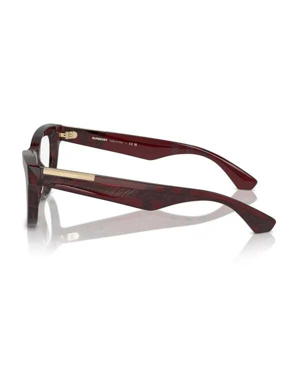 Burberry Rectangular Acetate Eyeglasses - Check Red