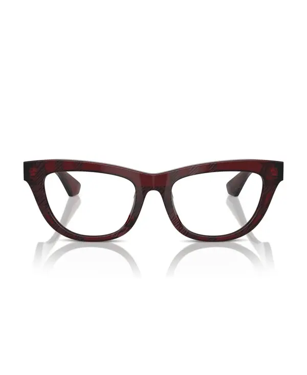 Burberry Rectangular Acetate Eyeglasses - Check Red