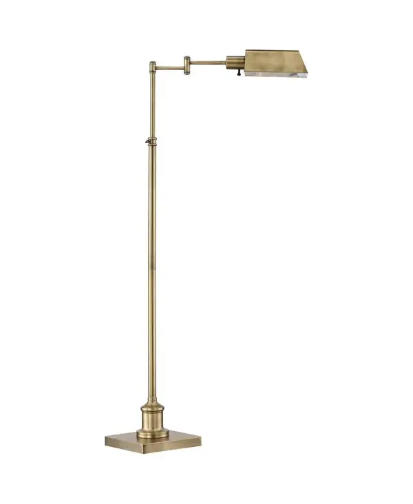 REGENCY HILL Jenson Traditional 54" Tall Pharmacy Floor Lamp With Smart Socket Aged Brass Adjustable Swing Arm For Living Room Reading House - Gold