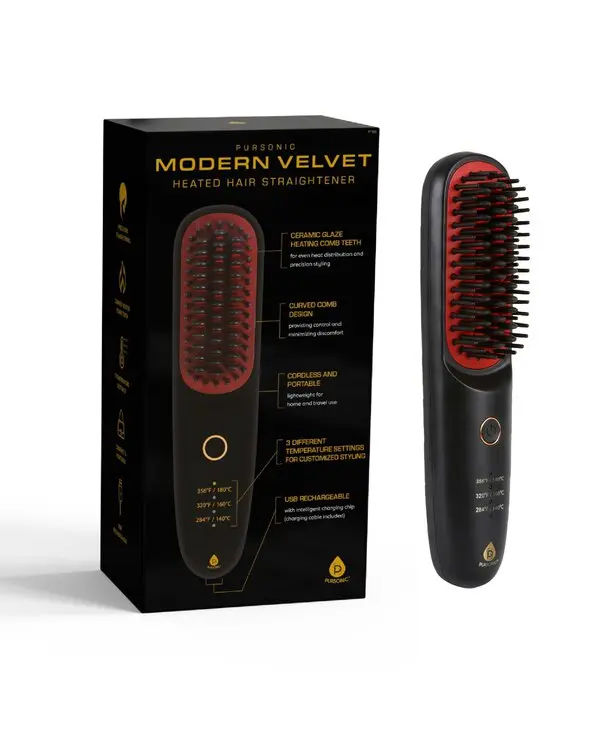 PURSONIC Modern Velvet Heated Hair Straightener - Black