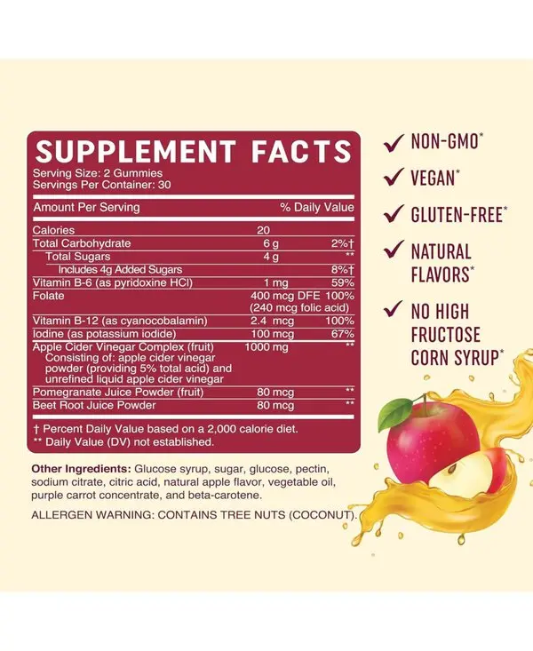 MAV NUTRITION Apple Cider Vinegar Gummies With Vitamin B6