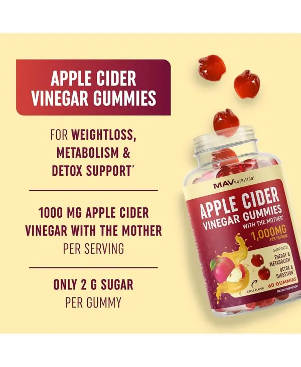 MAV NUTRITION Apple Cider Vinegar Gummies With Vitamin B6