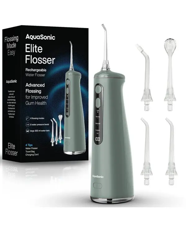 AQUASONIC Elite Rechargeable Water Flosser - Green