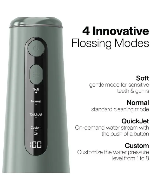 AQUASONIC Elite Rechargeable Water Flosser - Green