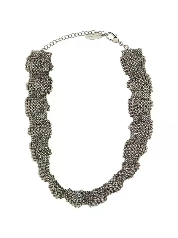 Brunello Cucinelli Textured Beaded Necklace - Silver