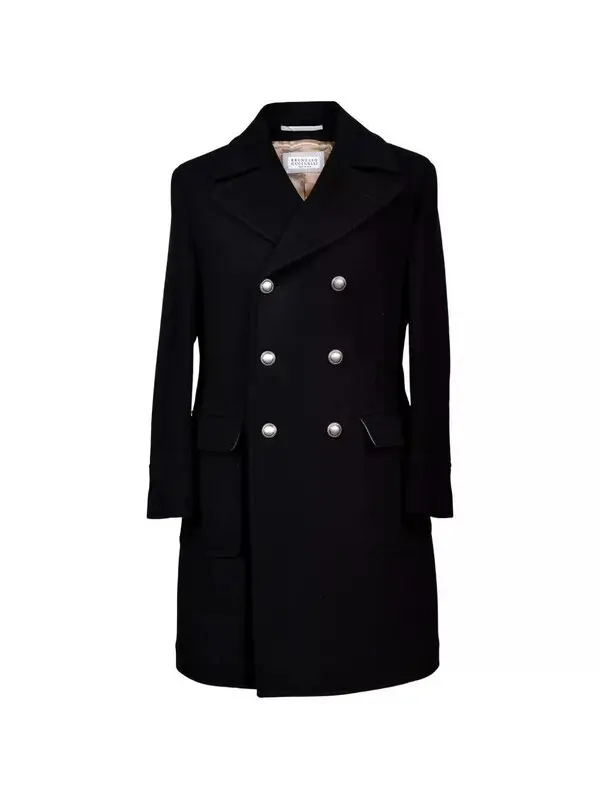 Brunello Cucinelli Peak-lapels Double-breasted Overcoat - Black