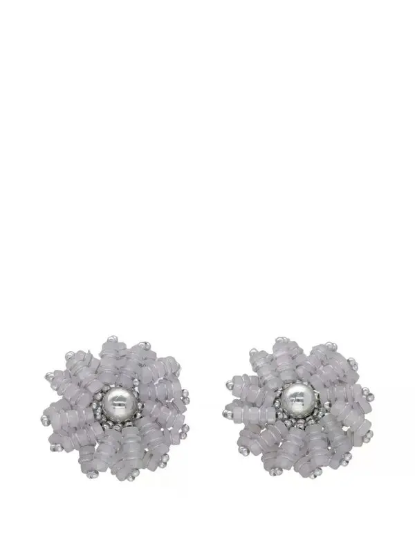 Vintage Floral-design Clip-on Earrings - Silver