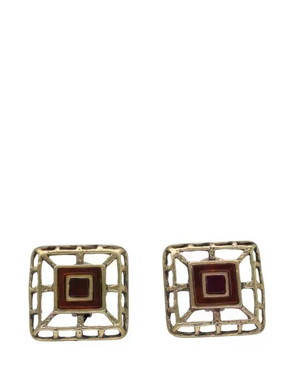 Vintage Geometric Clip-on Earrings - Gold