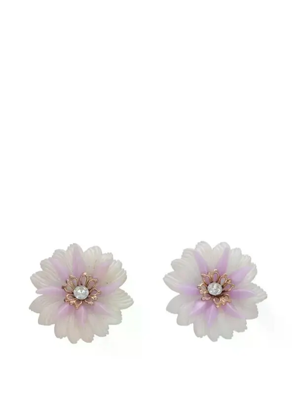 Vintage Floral-embellished Clip-on Earrings - Gold