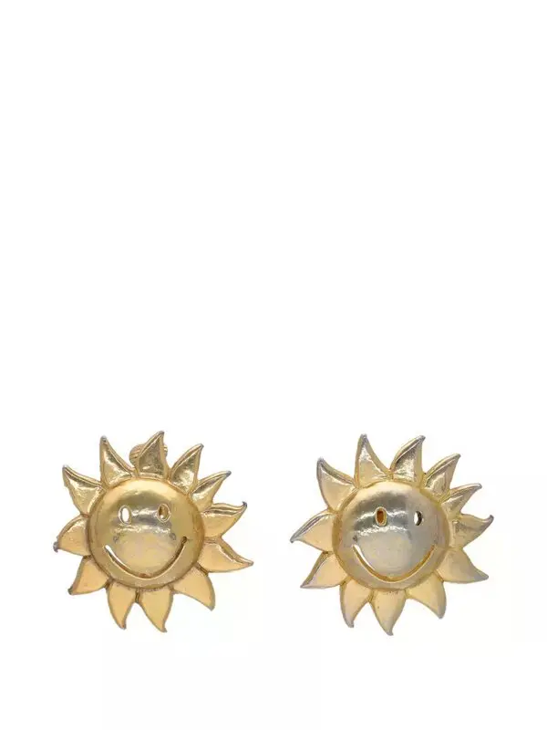 Vintage Sun-motif Clip-on Earrings - Gold