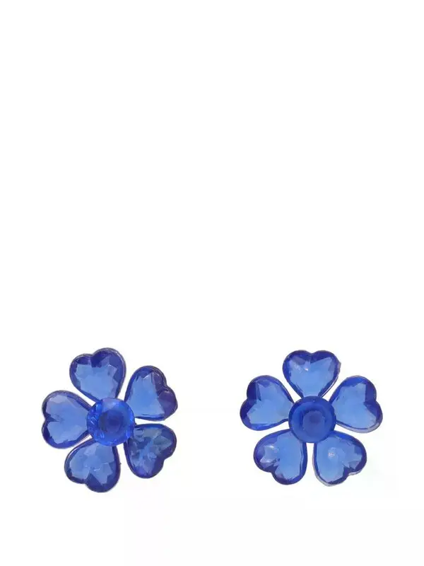 Vintage Flower Motif Earrings - Blue