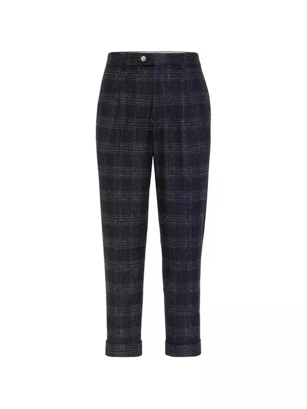 Brunello Cucinelli Plaid Tailored Trousers - Grey