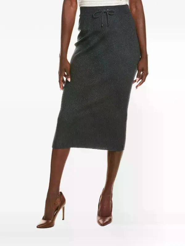 Brunello Cucinelli Ribbed Knit Drawstring Waist Skirt