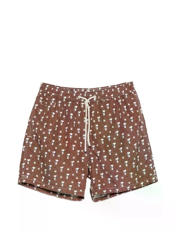 MC2 SAINT BARTH Snoopy-print Drawstring Swim Shorts - Brown