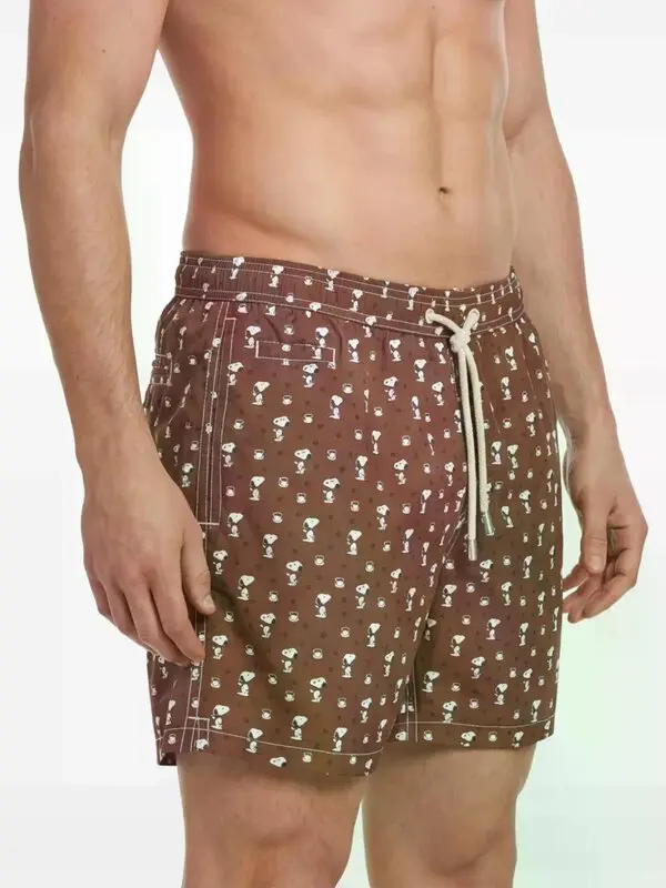 MC2 SAINT BARTH Snoopy-print Drawstring Swim Shorts - Brown