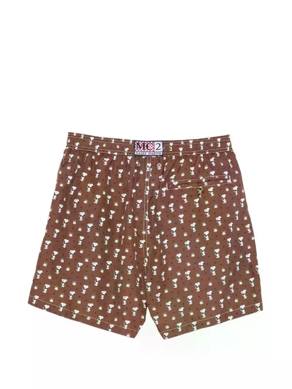 MC2 SAINT BARTH Snoopy-print Drawstring Swim Shorts - Brown